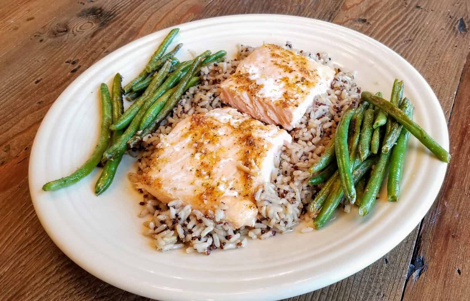 Fajita Sheet Pan Salmon and Green Beans - Ahna Fulmer