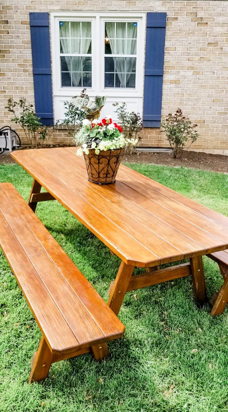 How to Refinish a Wooden Picnic Table in 4 Easy Steps - Ahna Fulmer